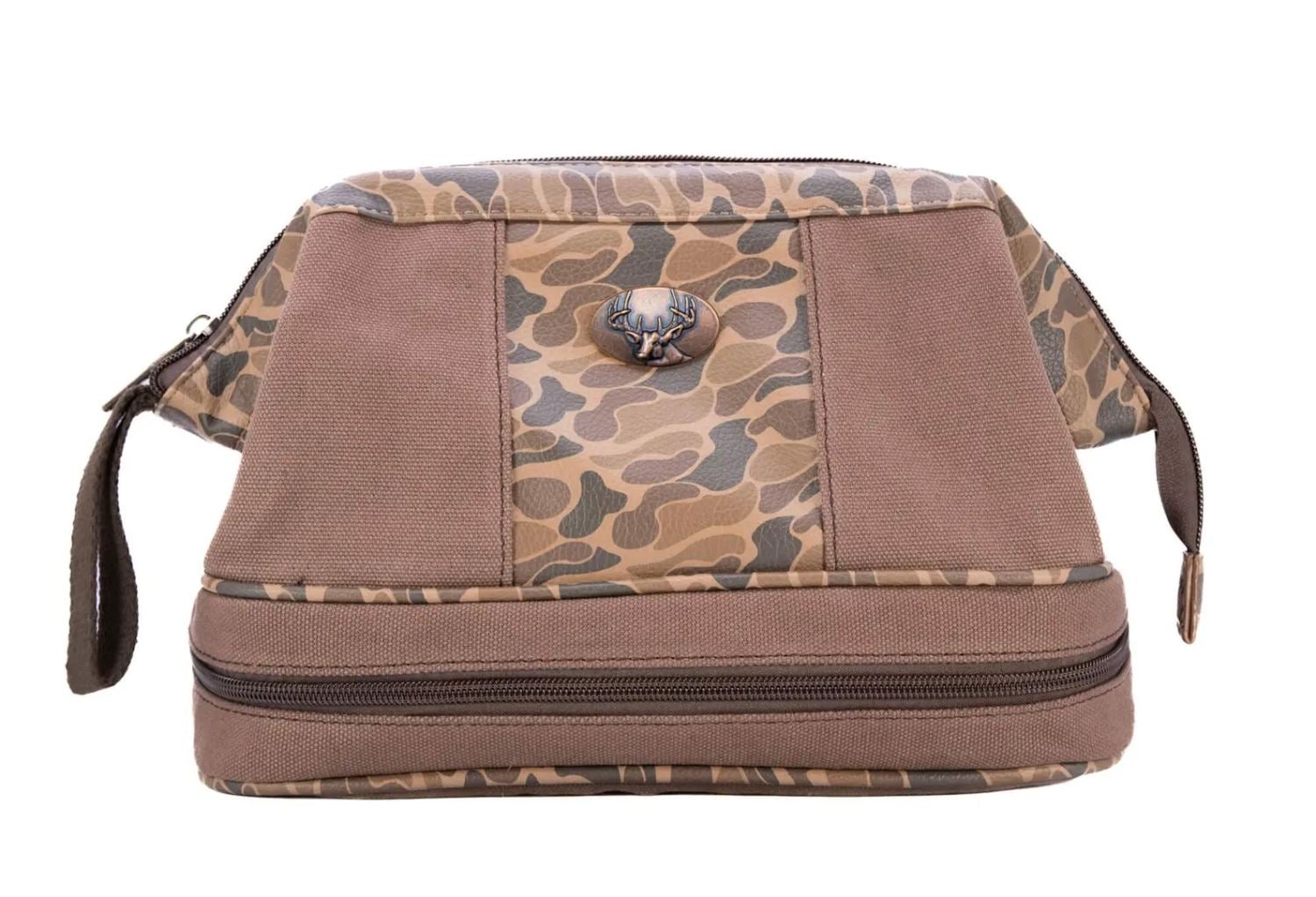 ZEP-PRO Buck Old School Camo Brown Canvas Toiletry Bag | Boro Belles ...